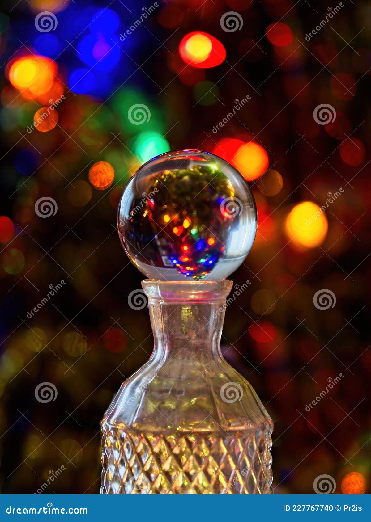 Crystal Ball on a Christmas Background Stock Photo - Image of holiday ...