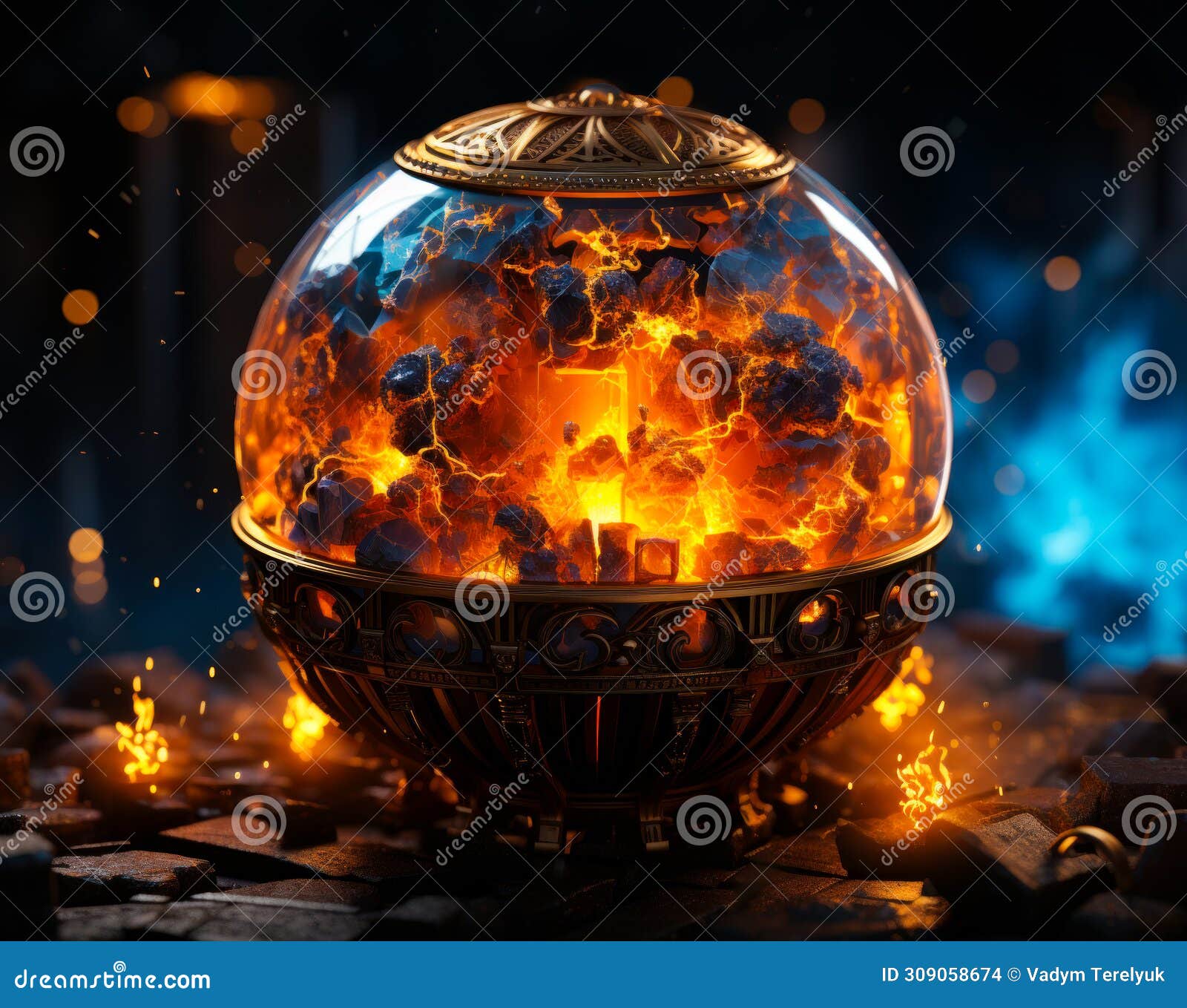 The Crystal Ball Contains the Fire Inside Stock Photo - Image of orbit ...