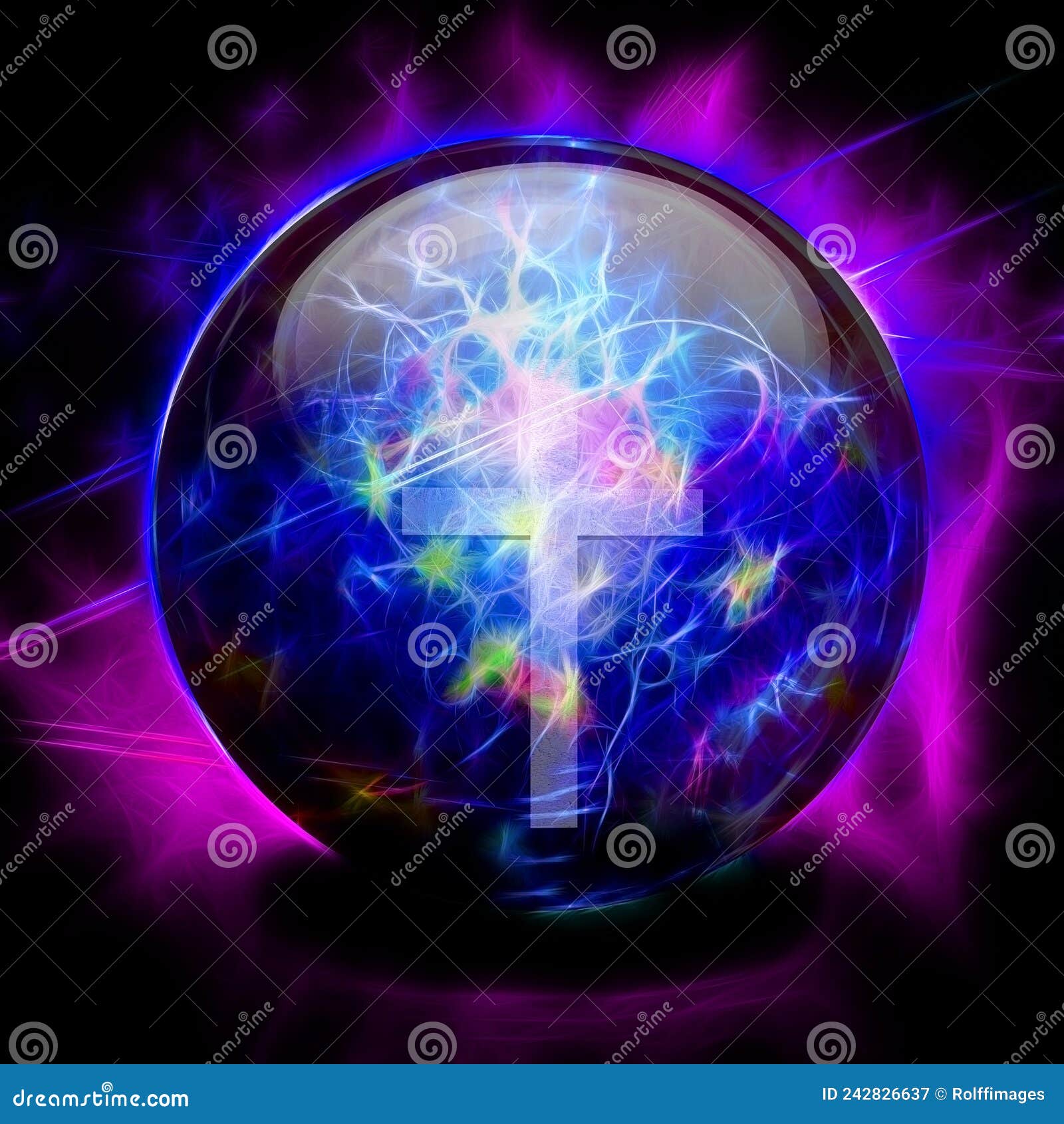 Crystal Ball with Cross stock illustration. Illustration of imagination ...