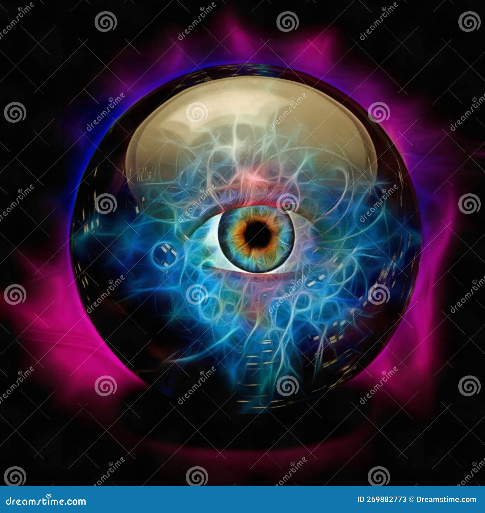 Crystal ball with eye stock illustration. Illustration of cosmic ...