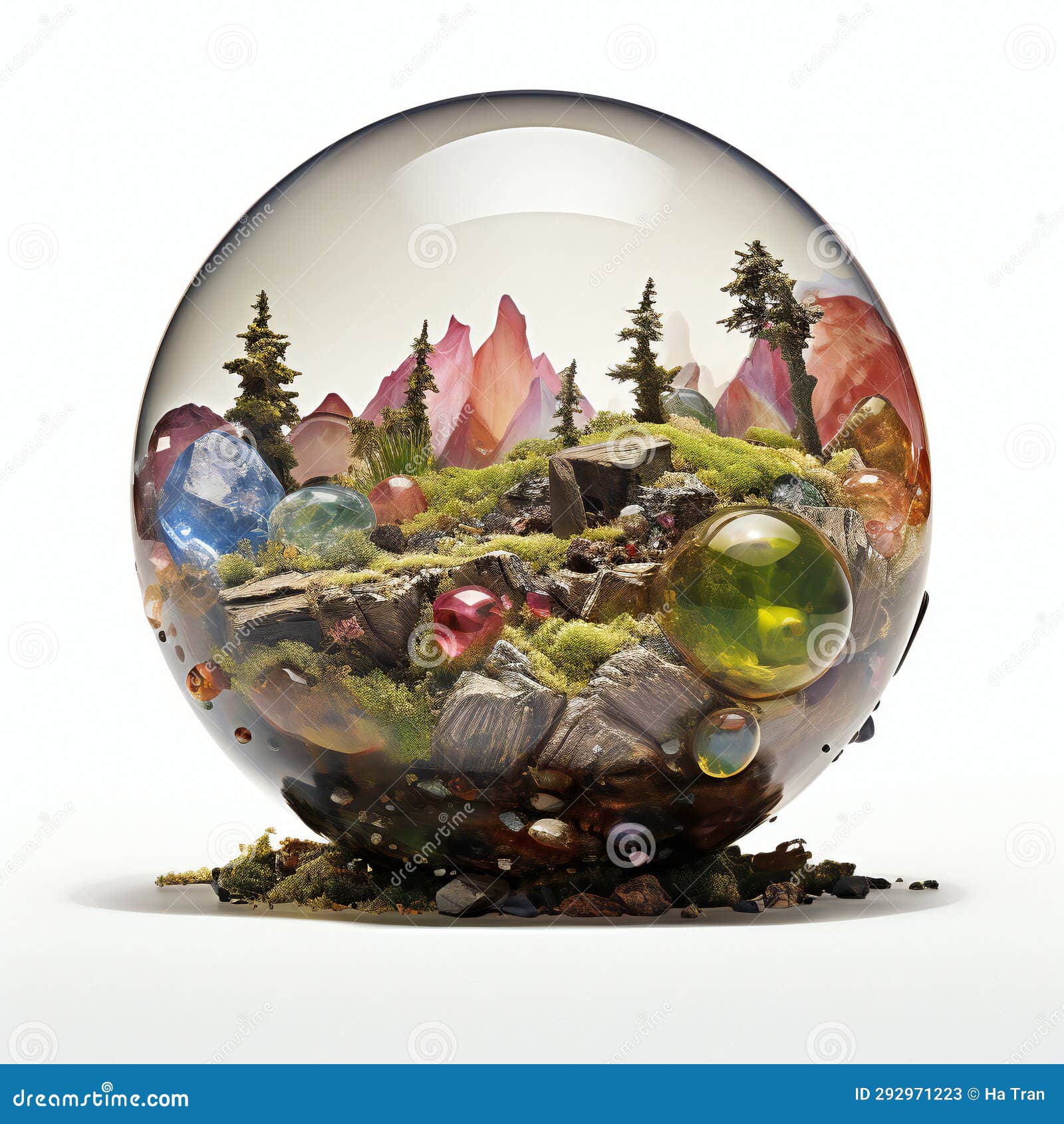 Crystal Ball with Forest on White Background Stock Illustration ...