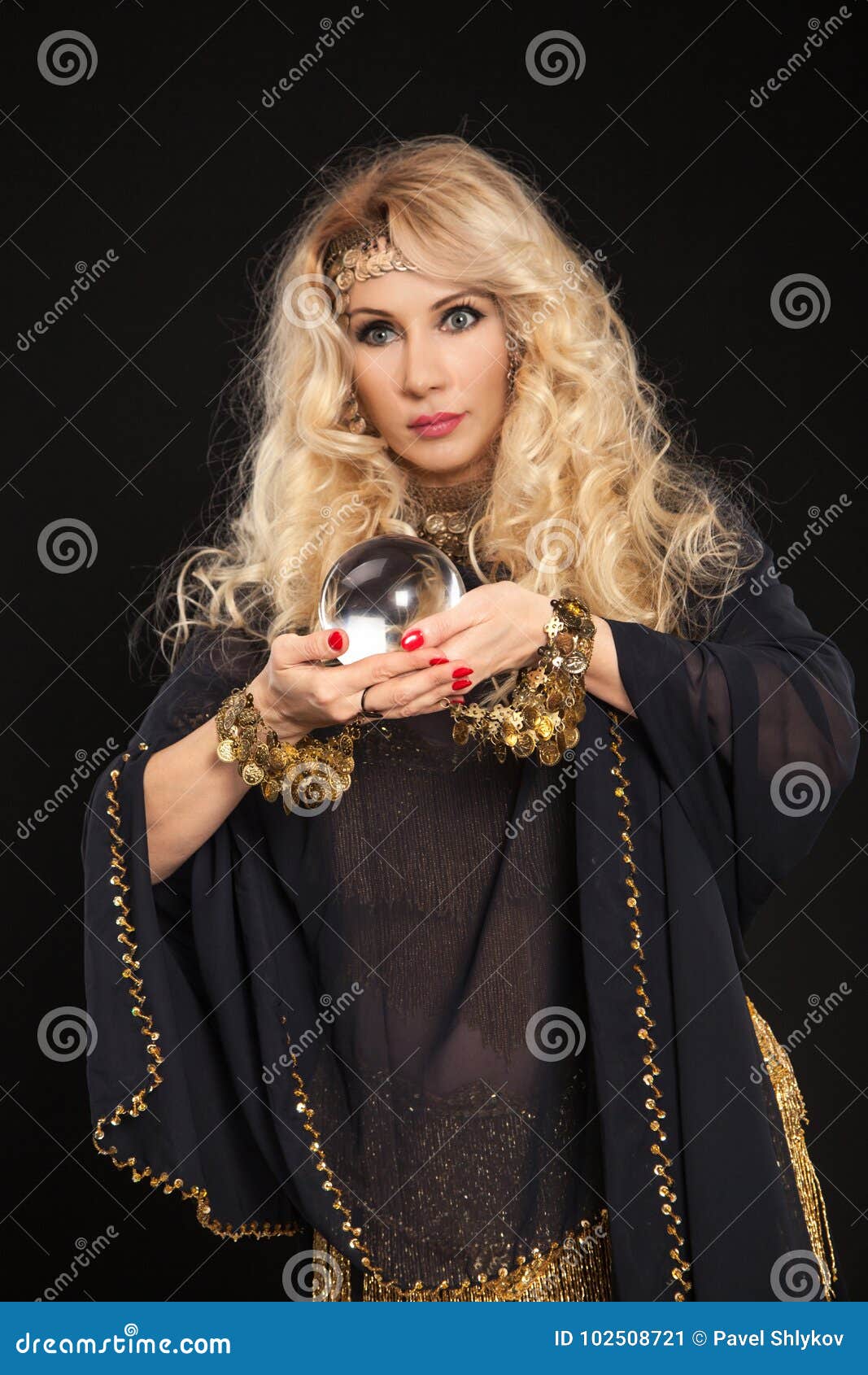 Crystal Ball and Fortune Teller Hands. Stock Image - Image of mystery ...