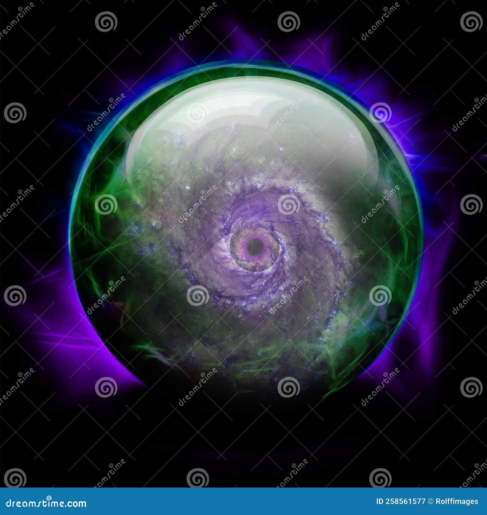Crystal Ball with Galaxy and Eye Stock Illustration - Illustration of ...
