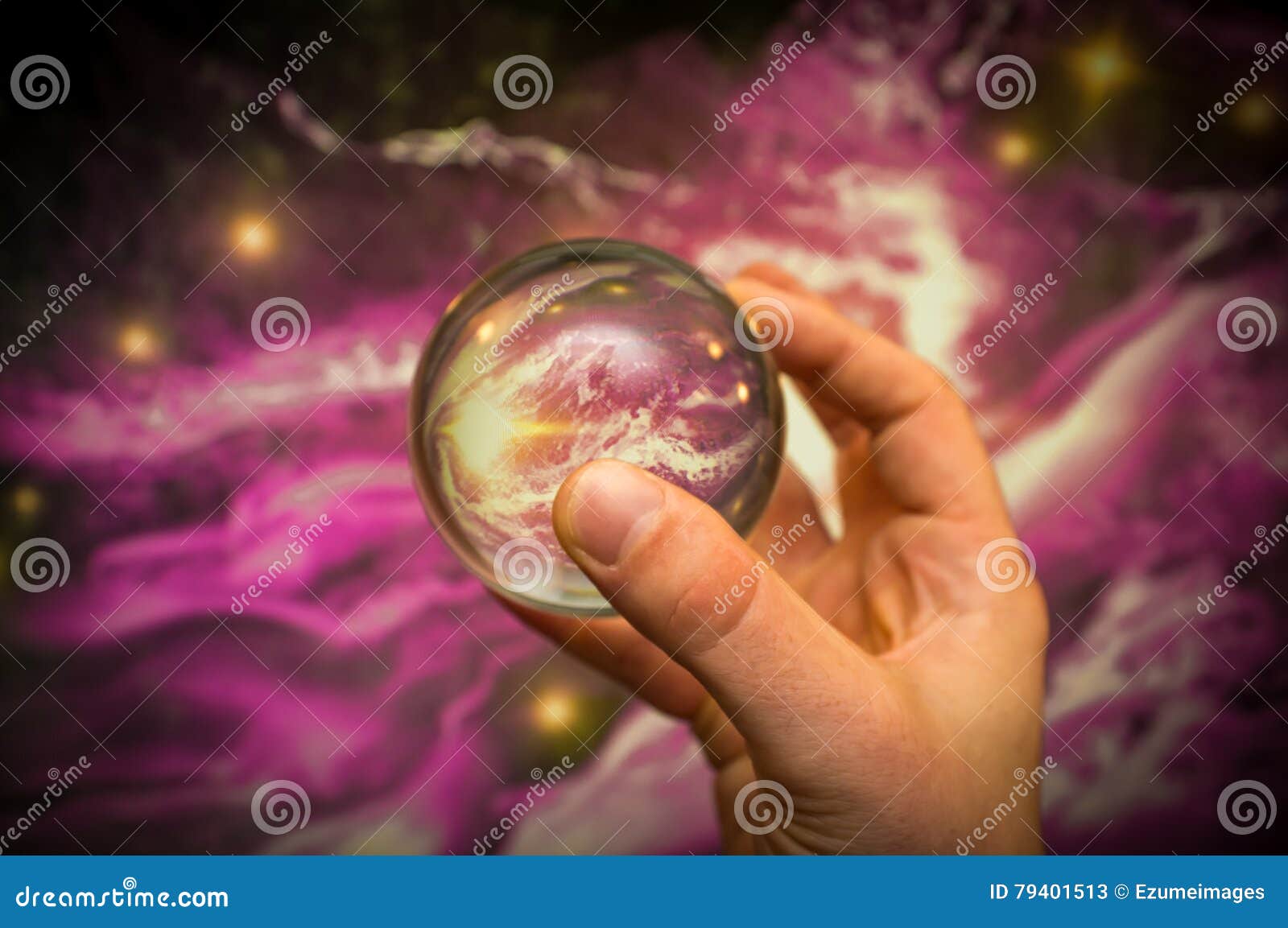 Crystal Ball Galaxy stock image. Image of fortune, glow - 79401513