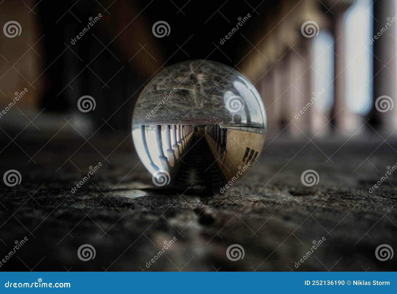 Crystal Ball on the Ground by Pillar Stock Photo - Image of round ...