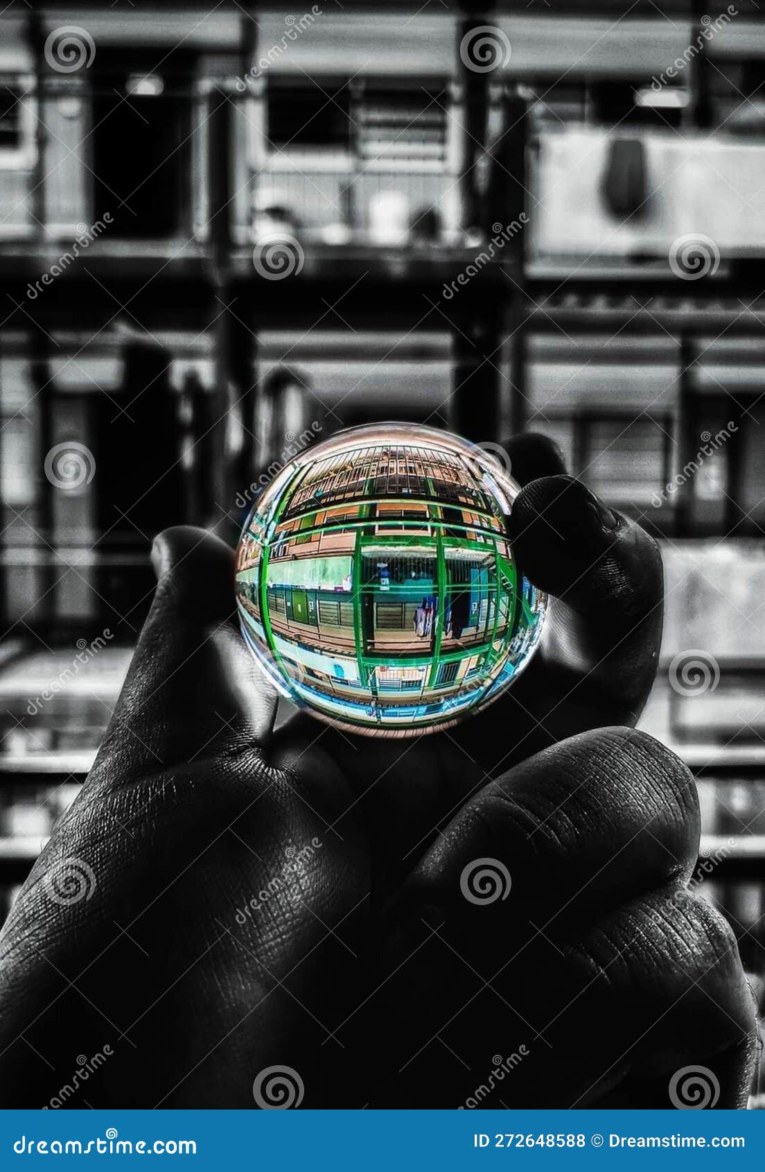 The crystal ball in hand stock photo. Image of darkness - 272648588