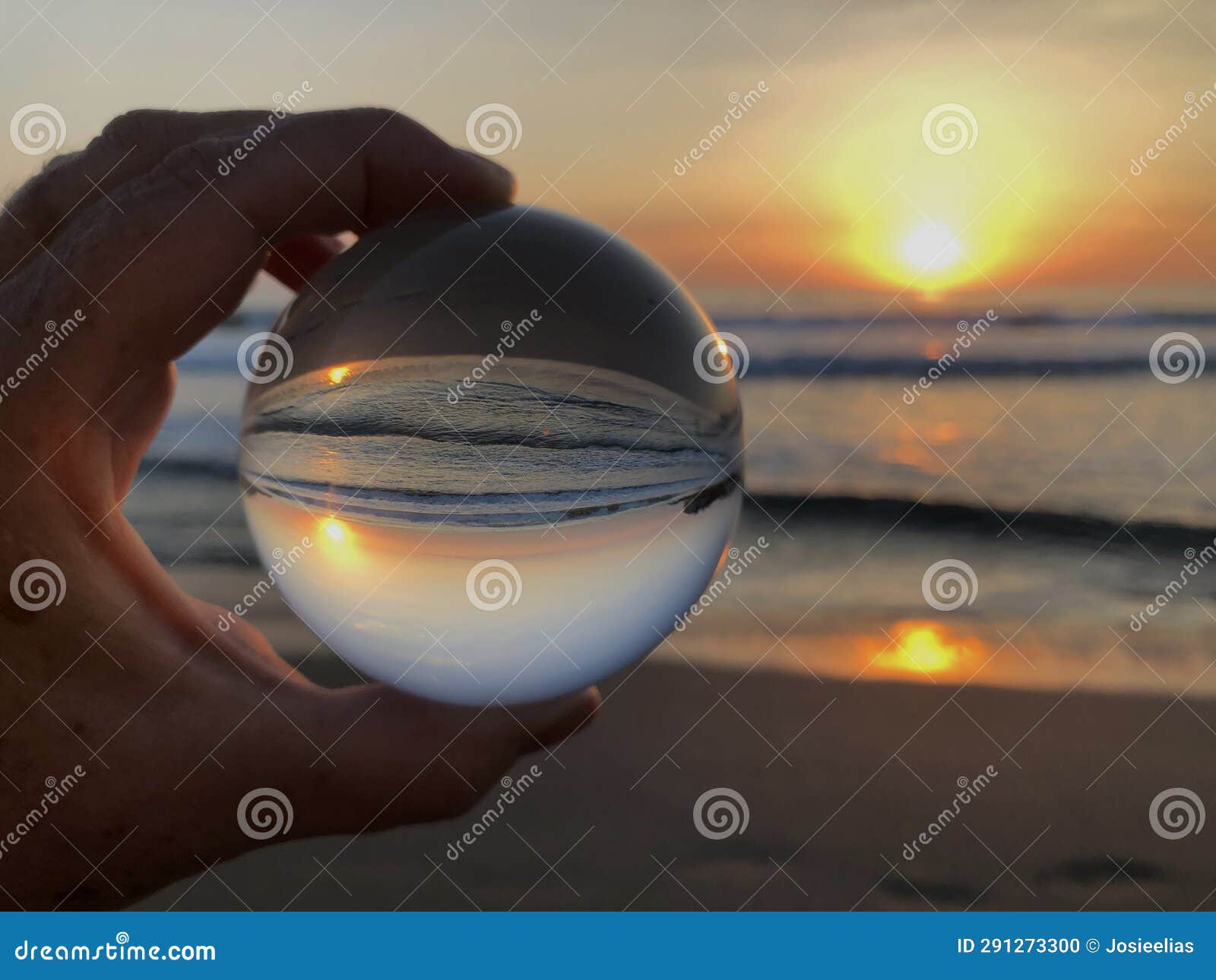 Crystal Ball in Hand, Refraction Photography Stock Photo - Image of ...