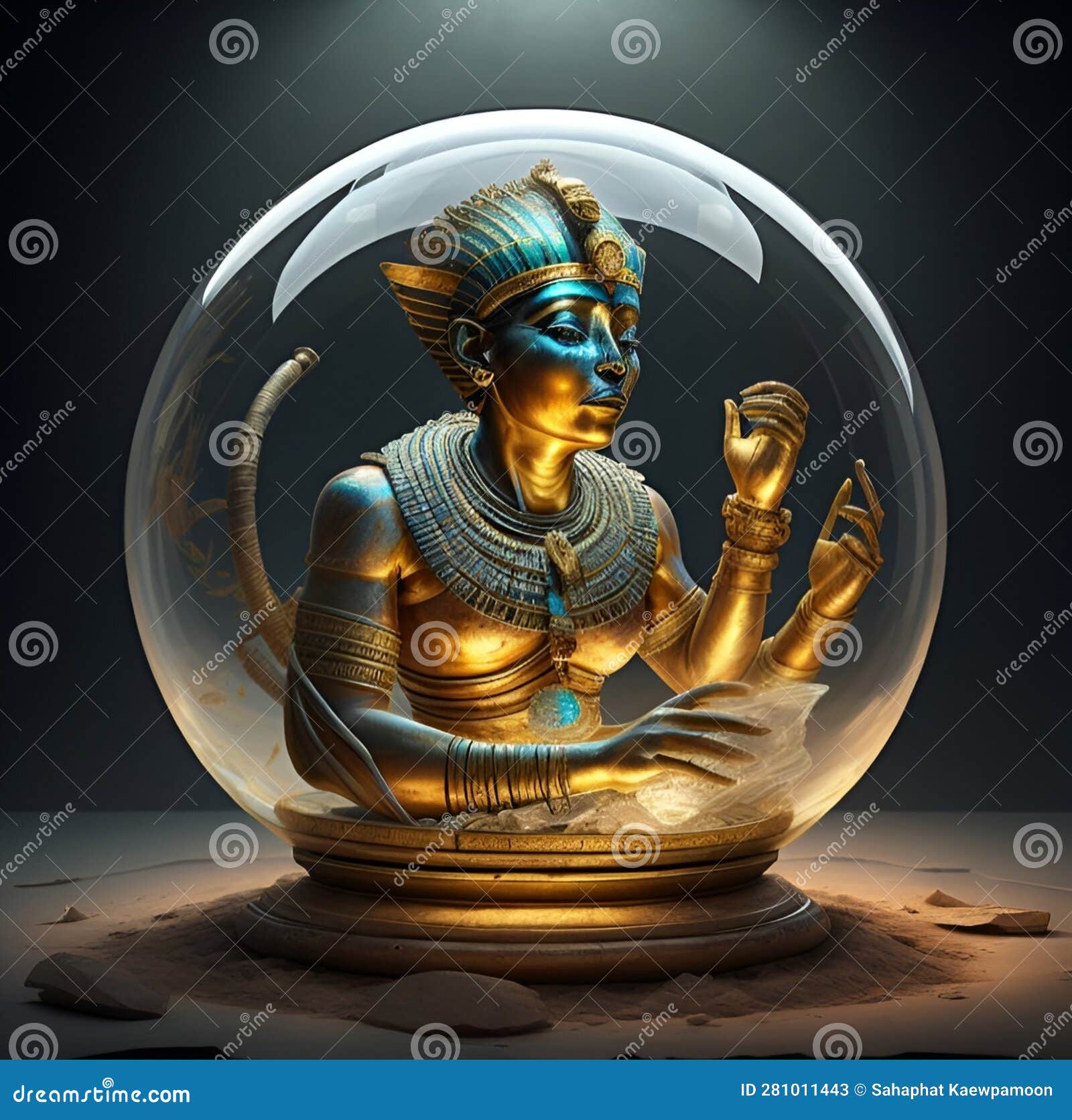 Crystal Ball with the Image of the God Ganesha. 3D Rendering Stock ...