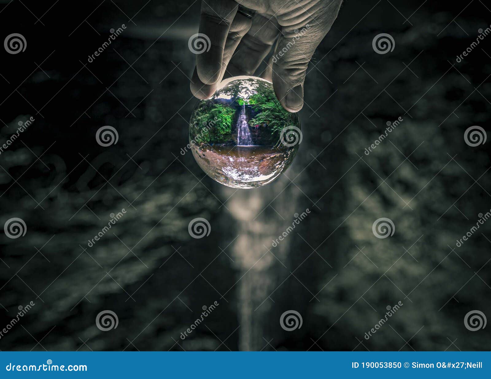 Crystal Ball Landscape Waterfall Stock Photo - Image of drink, water ...