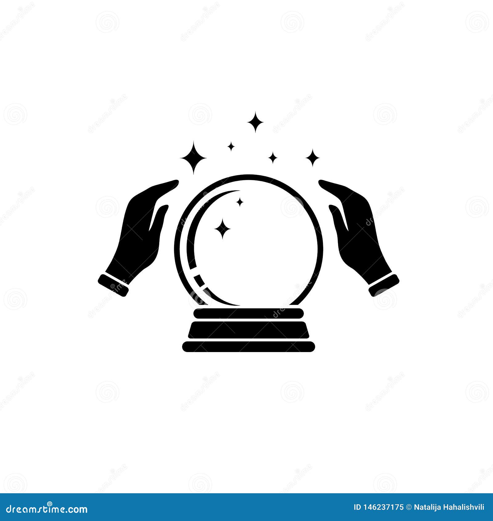 Crystal Ball Magic Icon with Hands. Vector Logo Stock Vector ...