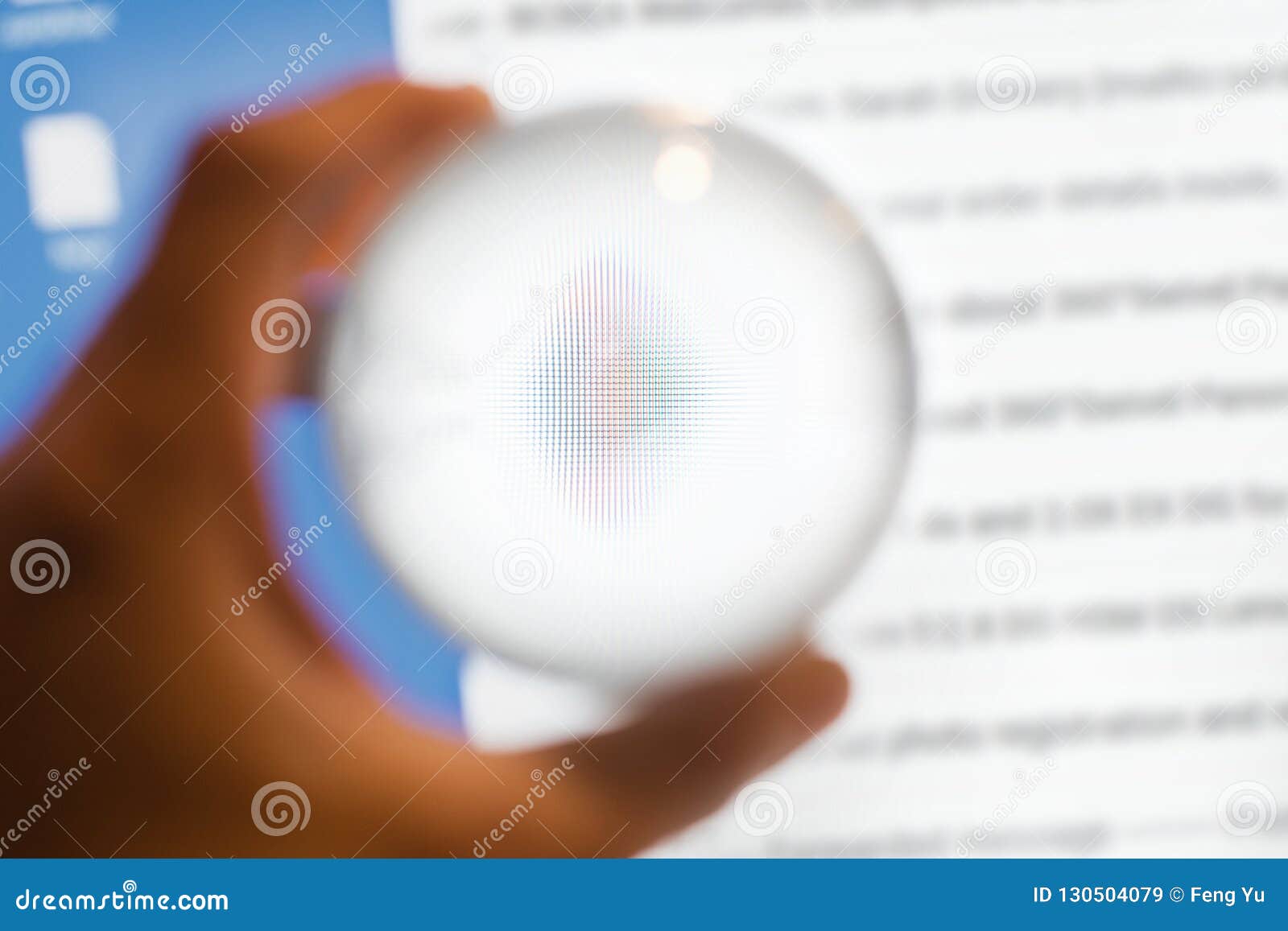 Crystal Ball Magnify Computer Screen Stock Image - Image of message ...