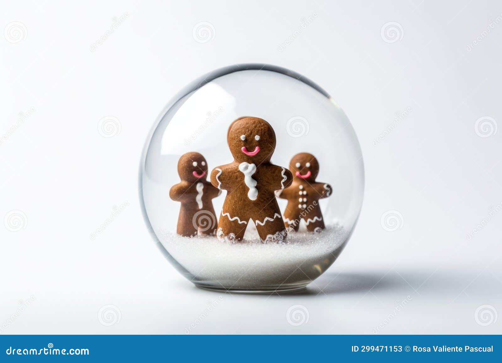 Crystal Ball with Snow and Gingerbread Cookies Inside, on White ...