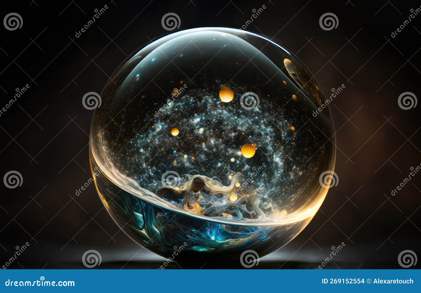 Crystal Ball with Space Inside.Environment, Keep Clean Planet and World ...