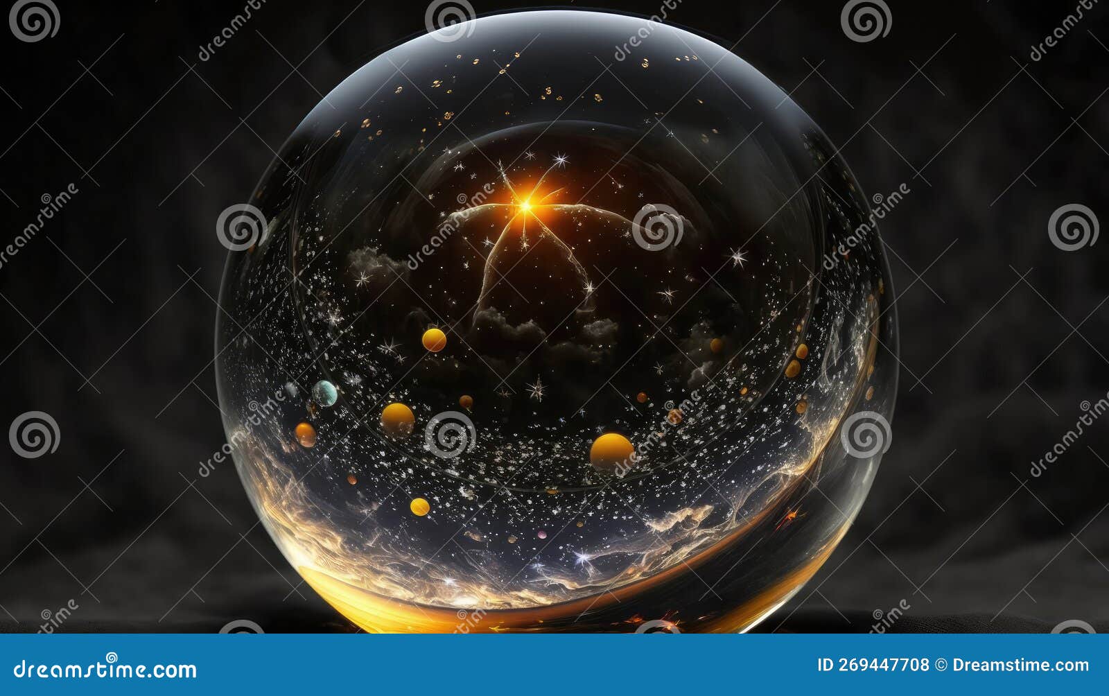 Crystal Ball with Space Inside.Environment, Keep Clean Planet and World ...