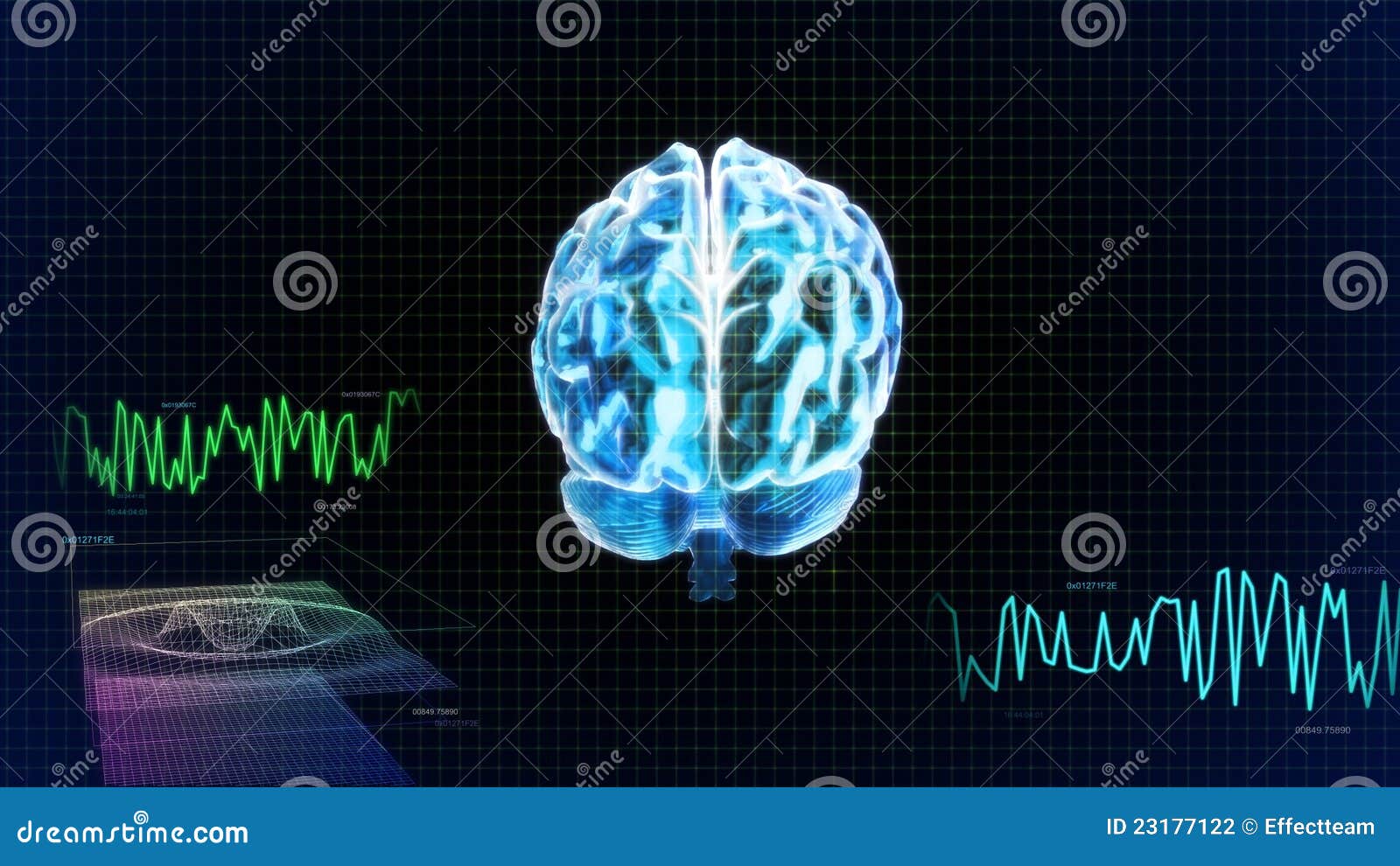The Crystal Brain Back and Wave Graph Stock Photo - Image of ...