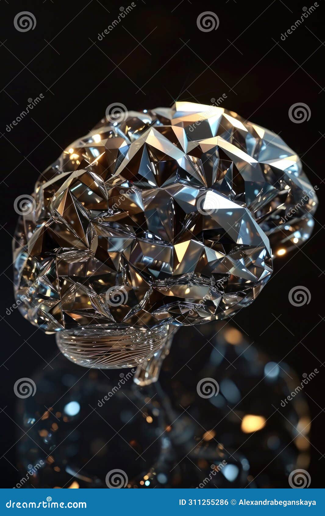 Crystal Brain Model on Dark Background Stock Illustration ...