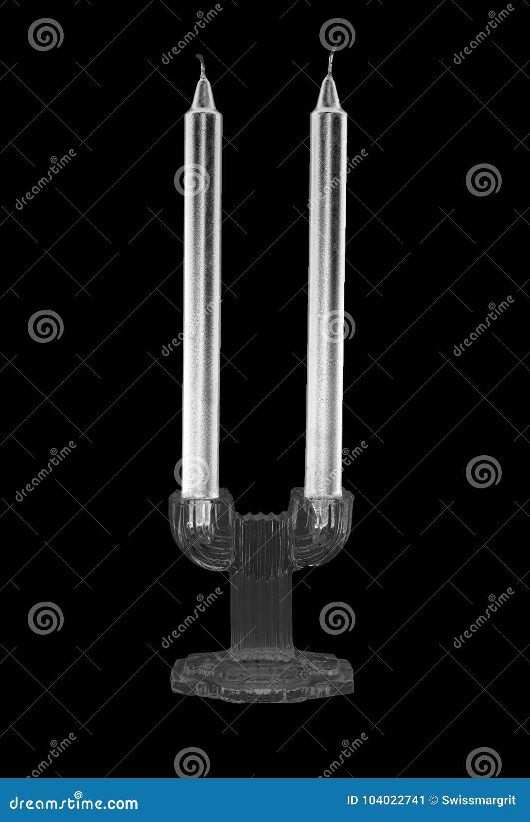 Crystal Candlestick Holder with Silver Colored Candles Stock Image ...