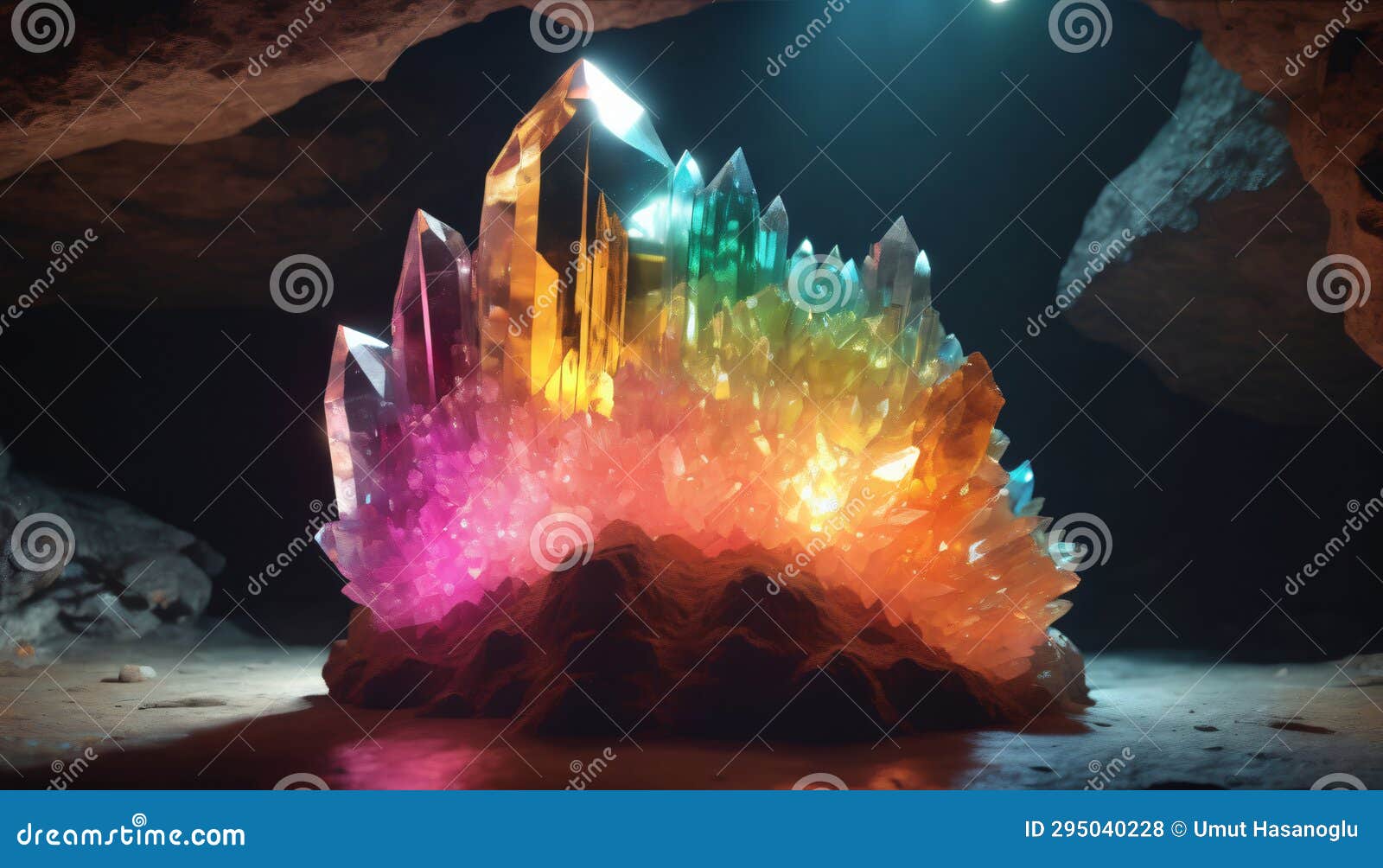 Crystal in a cave stock illustration. Illustration of formation - 295040228