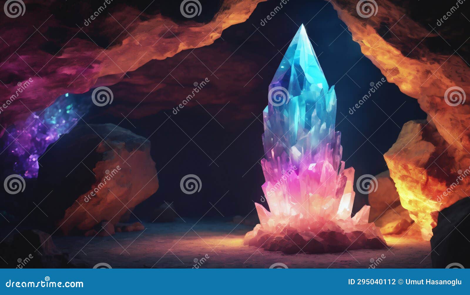 Crystal in a cave stock illustration. Illustration of quartz - 295040112