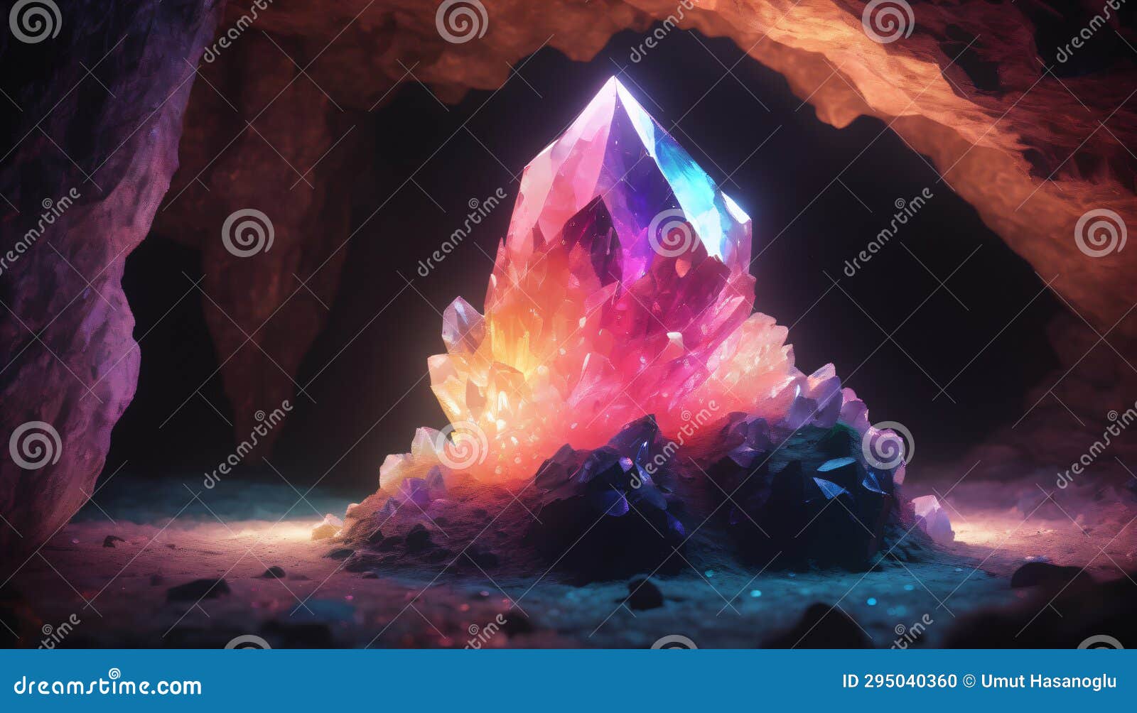 Crystal in a cave stock illustration. Illustration of cavern - 295040360