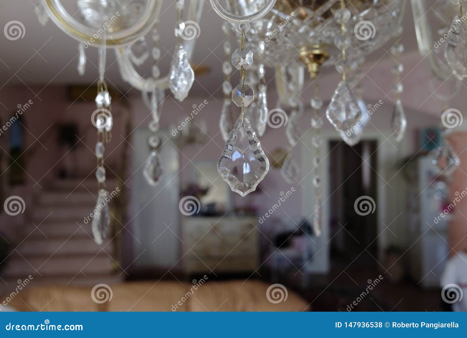 Crystal Chandelier Drops Detail Stock Photo - Image of interior, space ...