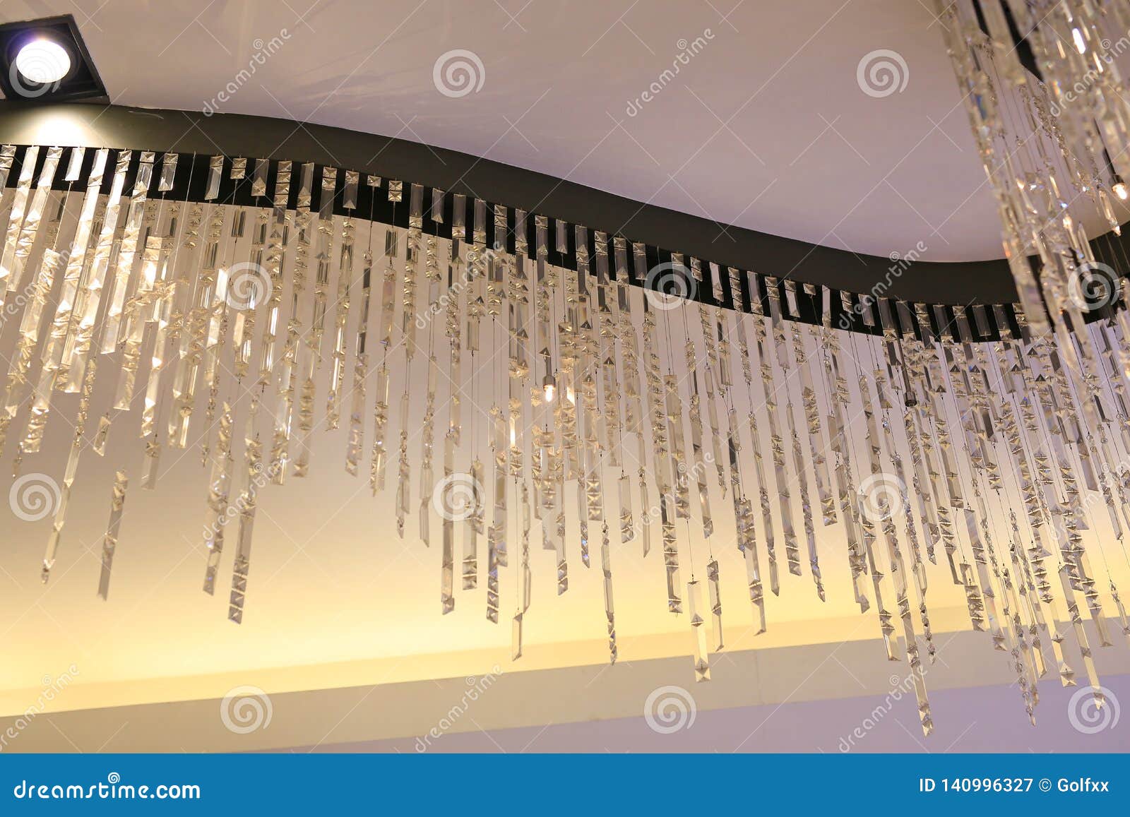 Crystal Chandelier Hanging from Ceiling Stock Image - Image of electric ...