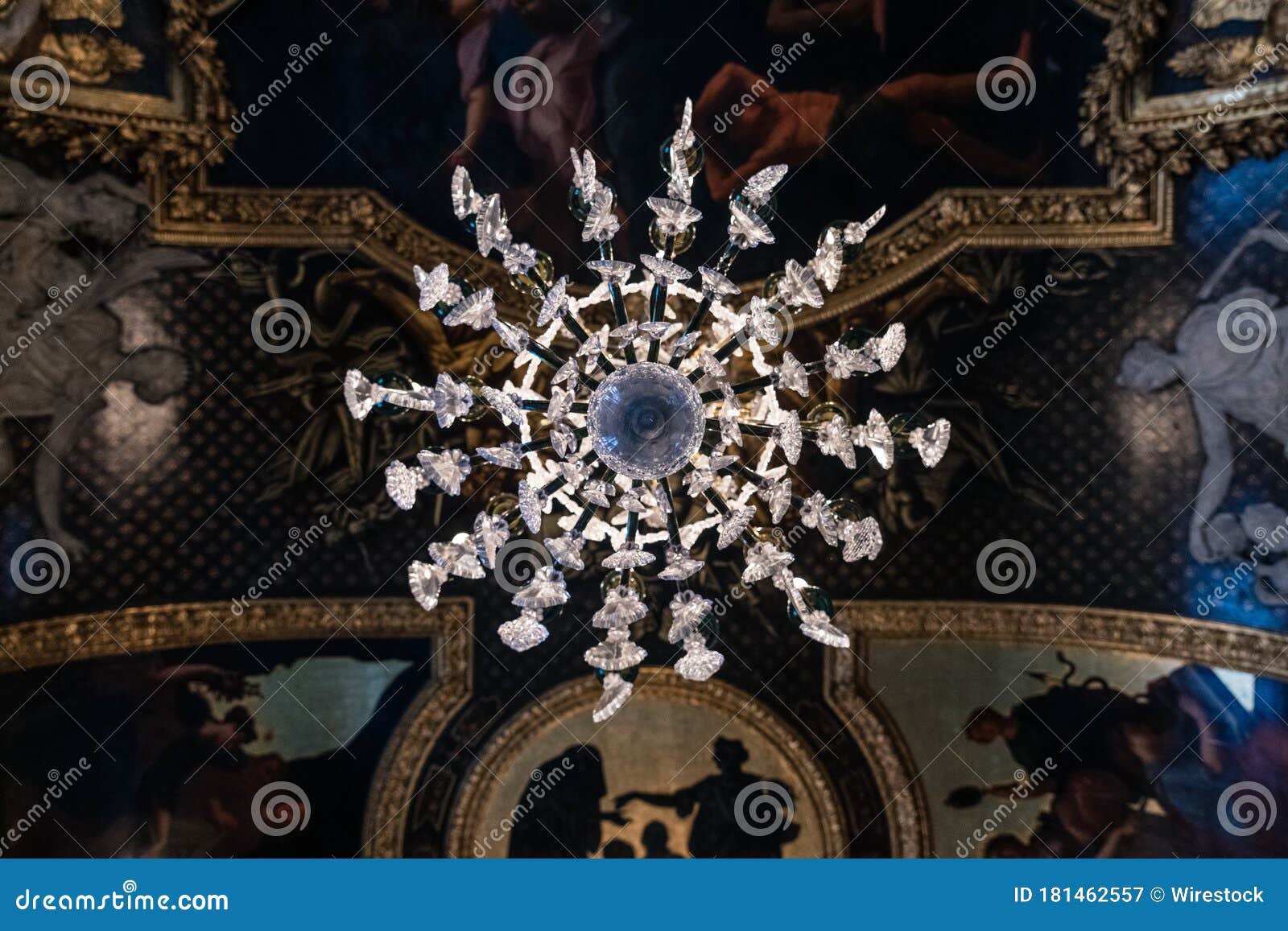 Crystal Chandelier Hanging from the Ceiling Decorated by Medieval Art ...