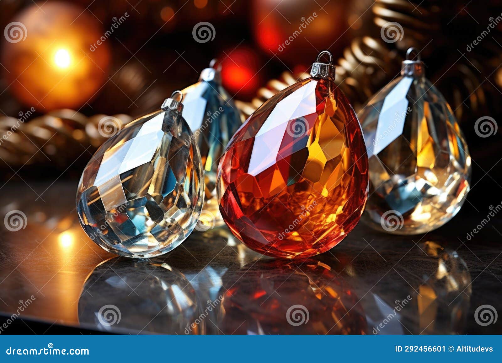 Crystal Christmas Ornaments Reflecting Ambient Light Stock Image ...