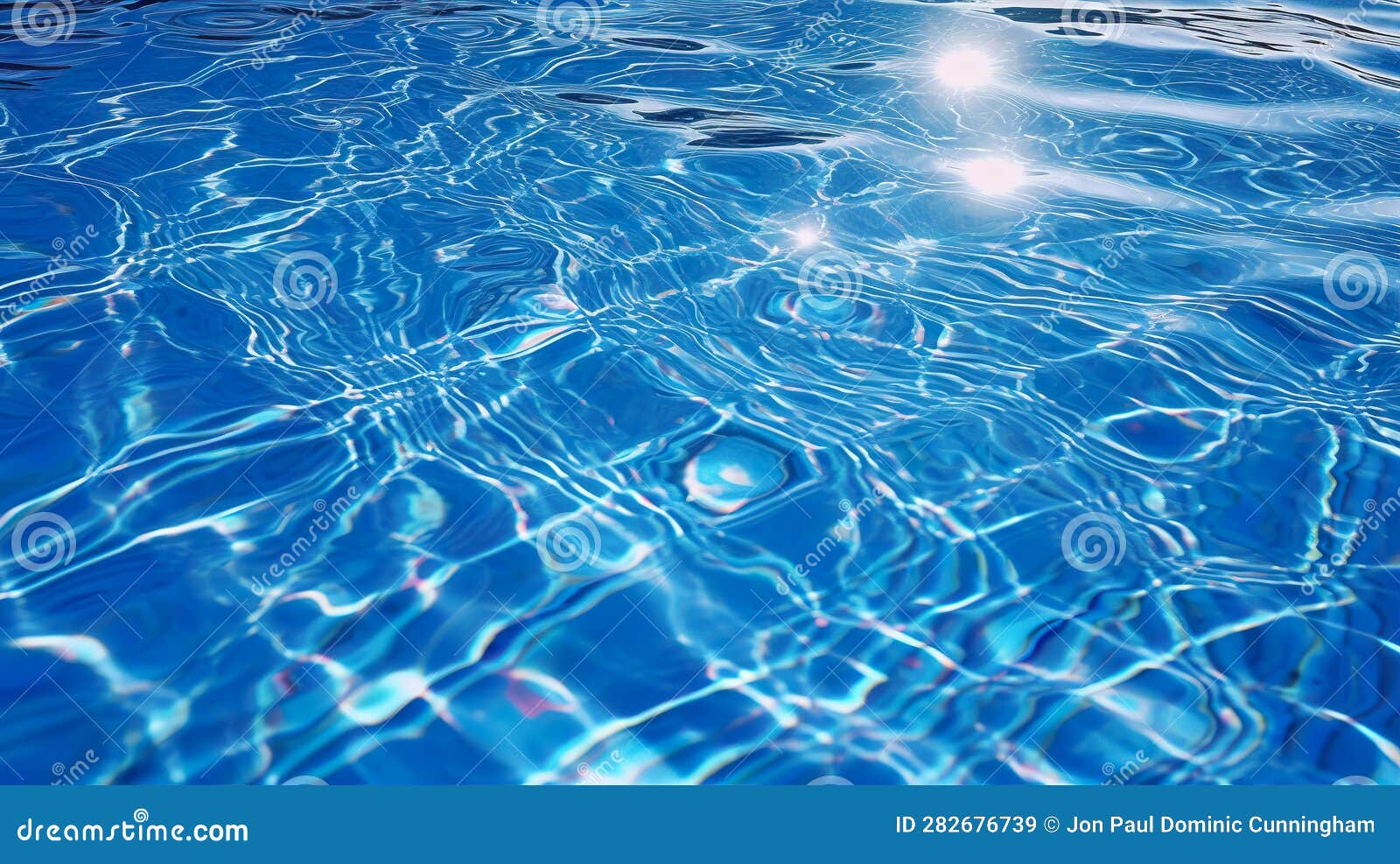 Crystal Clear Blue Pool Water Surface with Sunlight Reflections ...