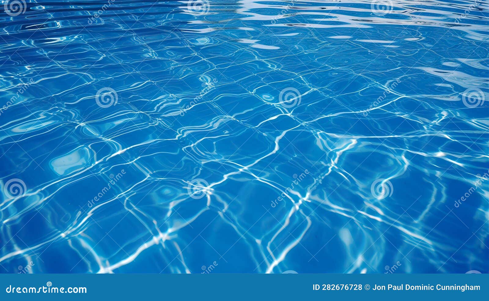 Crystal Clear Blue Pool Water Surface with Sunlight Reflections ...