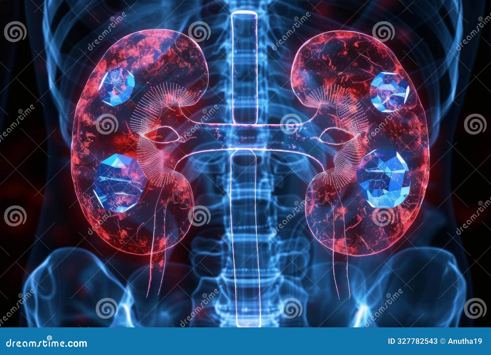 Crystal Clear: 3d Kidneys X-ray Visualization Stock Illustration ...