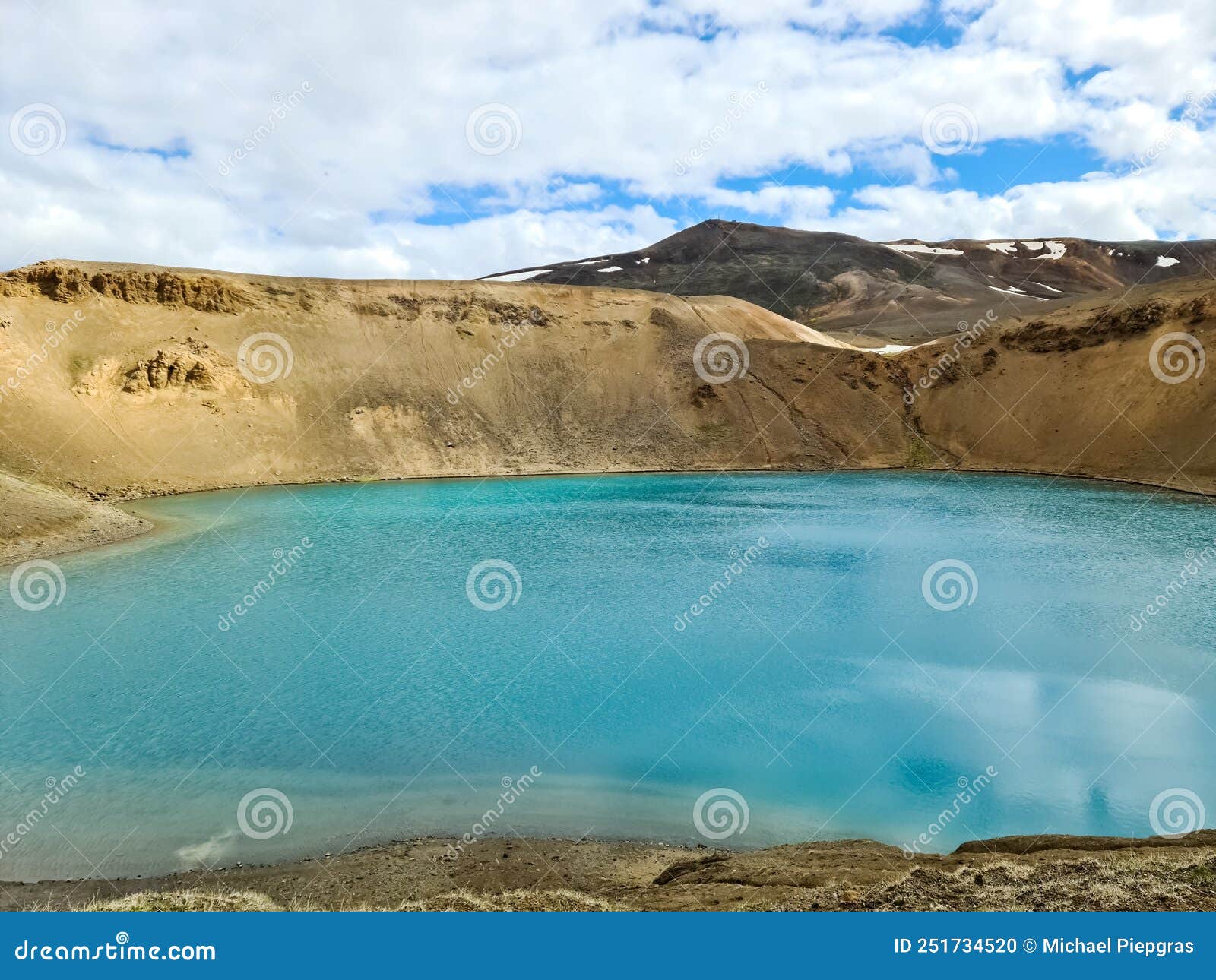 The Crystal Clear Deep Blue Lake Krafla on Iceland Stock Photo - Image ...