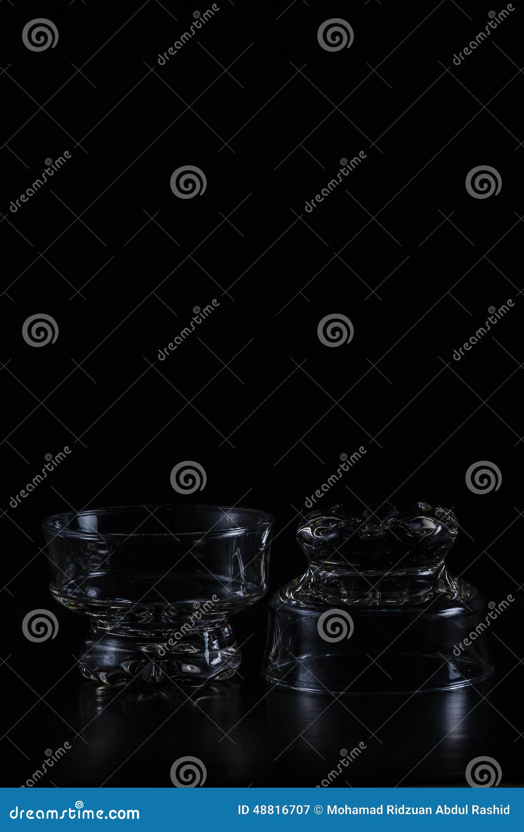 Crystal Clear Glass in Dark on Black Stock Image - Image of glossy ...