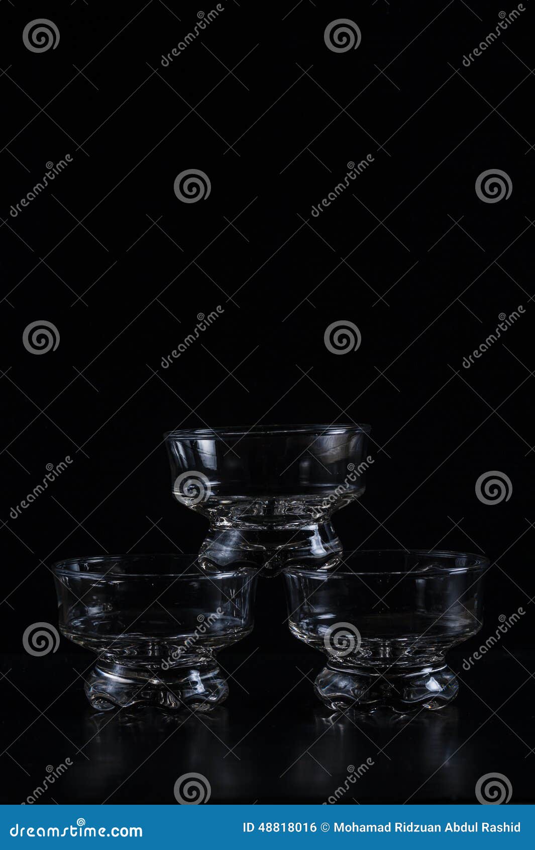 Crystal Clear Glass in Dark on Black Stock Photo - Image of glossy ...