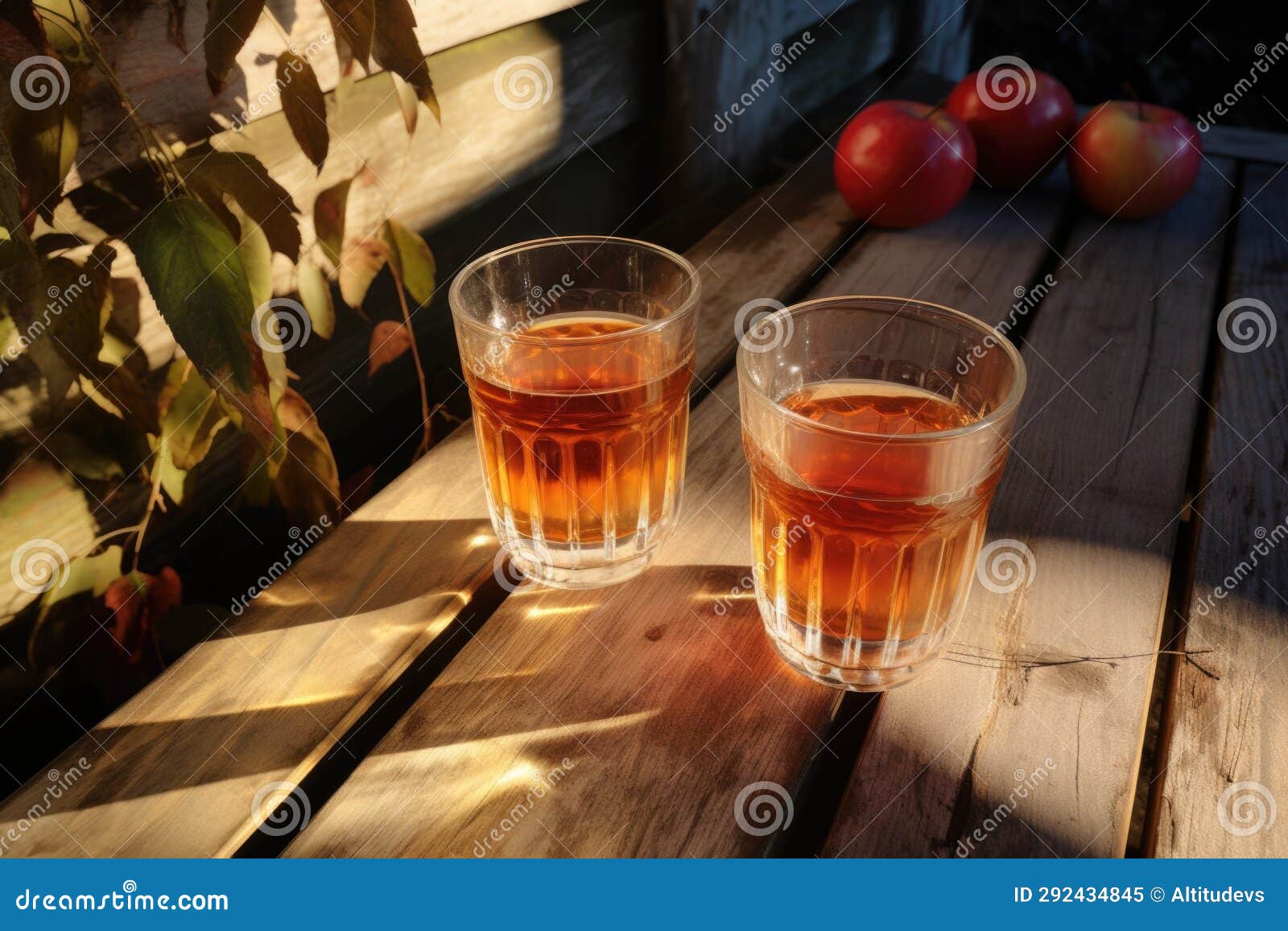 Crystal Clear Glasses of Cider Casting Long Shadows Stock Illustration ...