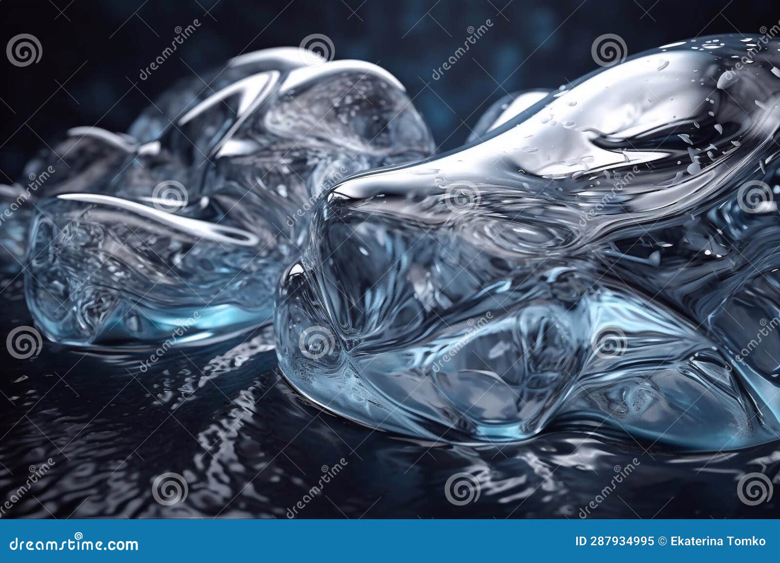 Crystal Clear Ice Block on the Surface with Reflection. Big Piece of ...