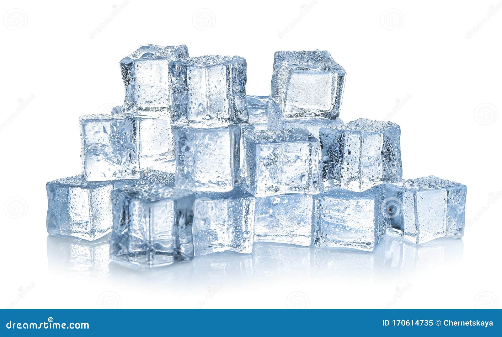 Crystal Clear Ice Cubes with Water Drops Isolated Stock Image - Image ...