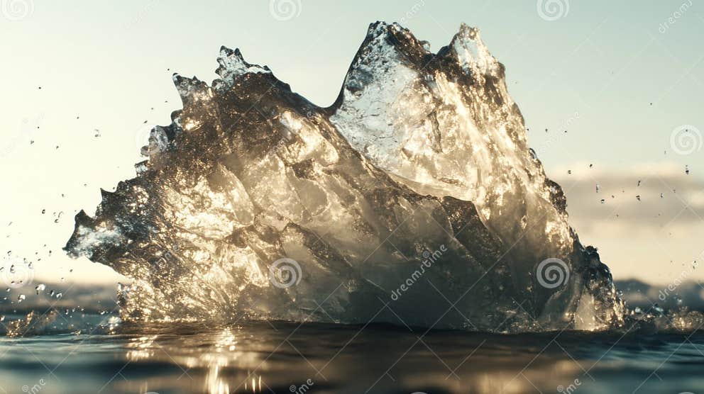 A Crystal Clear Iceberg Emerging from the Water Stock Illustration ...