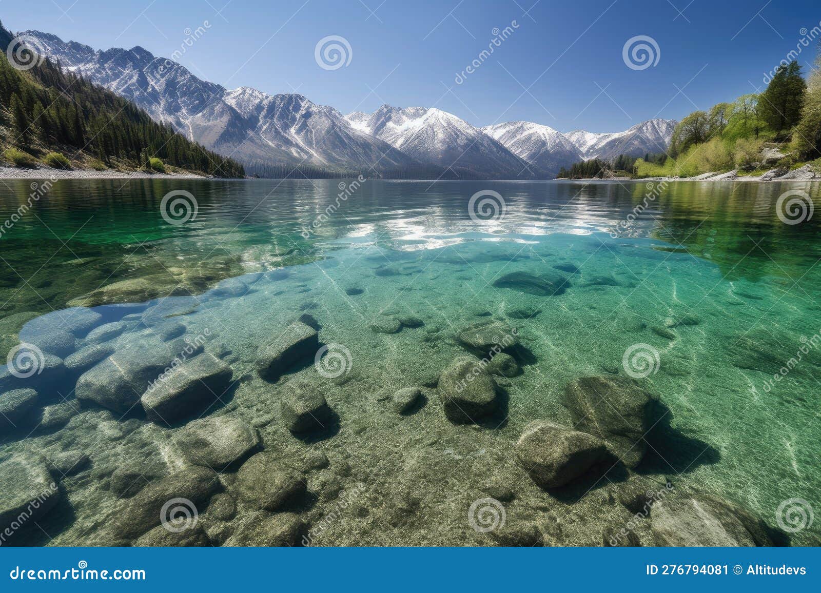 Crystal Clear Lake, with View of Dramatic Mountain Range in the ...