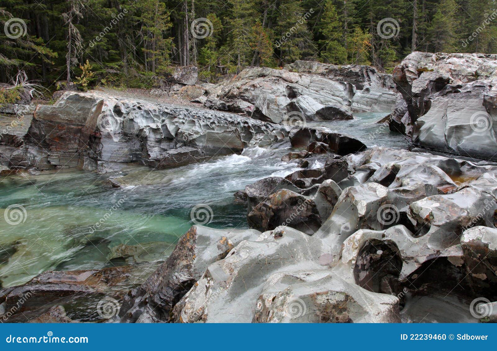 Crystal Clear River Traversing Eroded Boulders Stock Photo - Image of ...