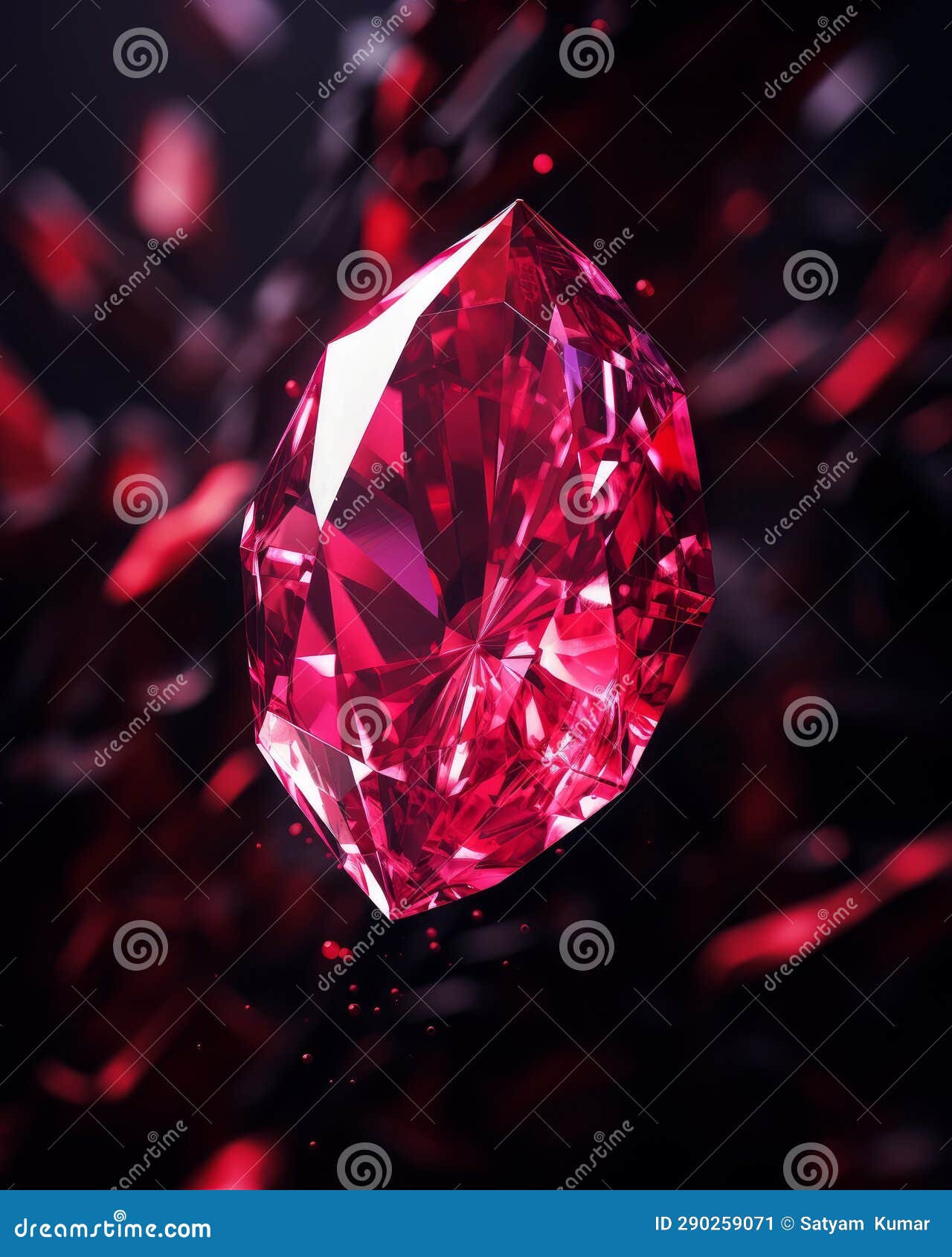 A Crystal Clear Ruby Gemstone Floating in the Air with Blur Background ...