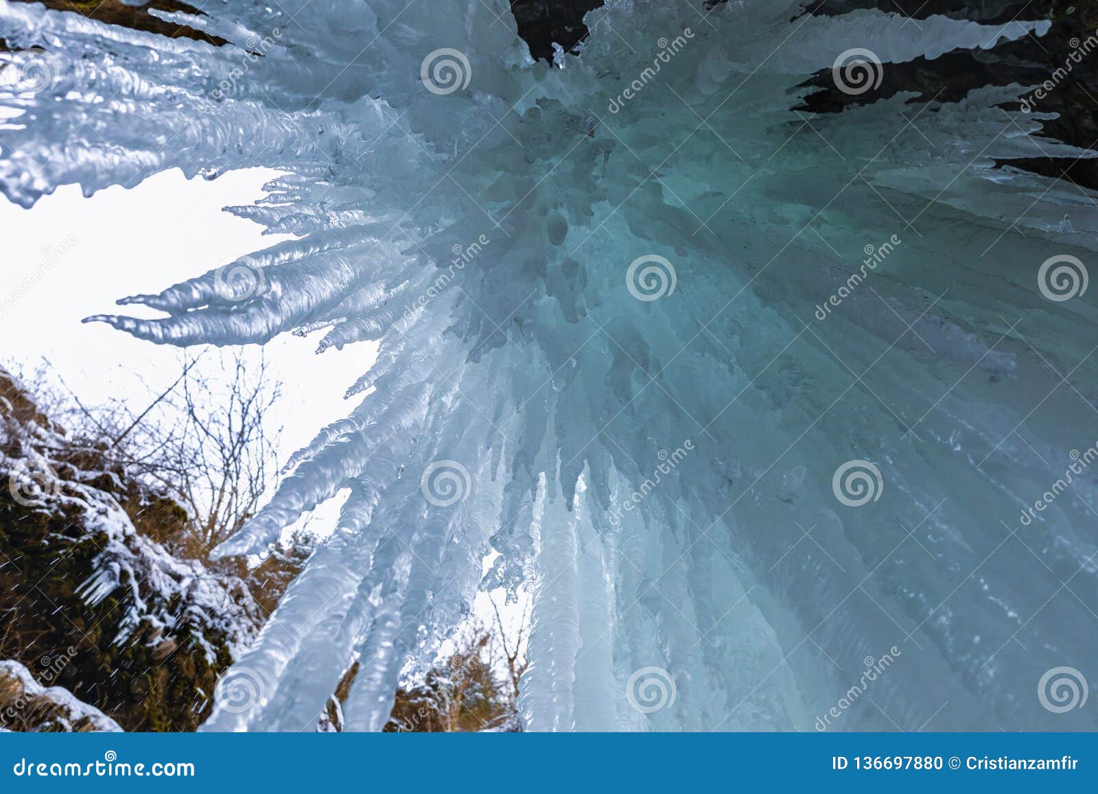 Crystal Clear Sharp Icicles Hanging Down Stock Photo - Image of empty ...