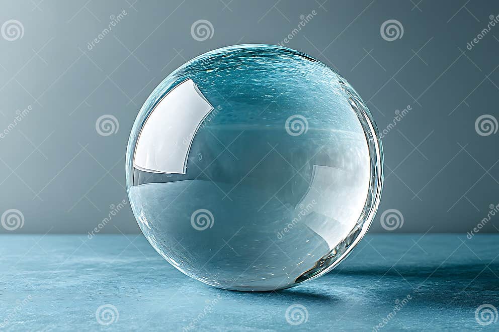 Crystal-clear Sphere on a Muted Blue Background Stock Illustration ...
