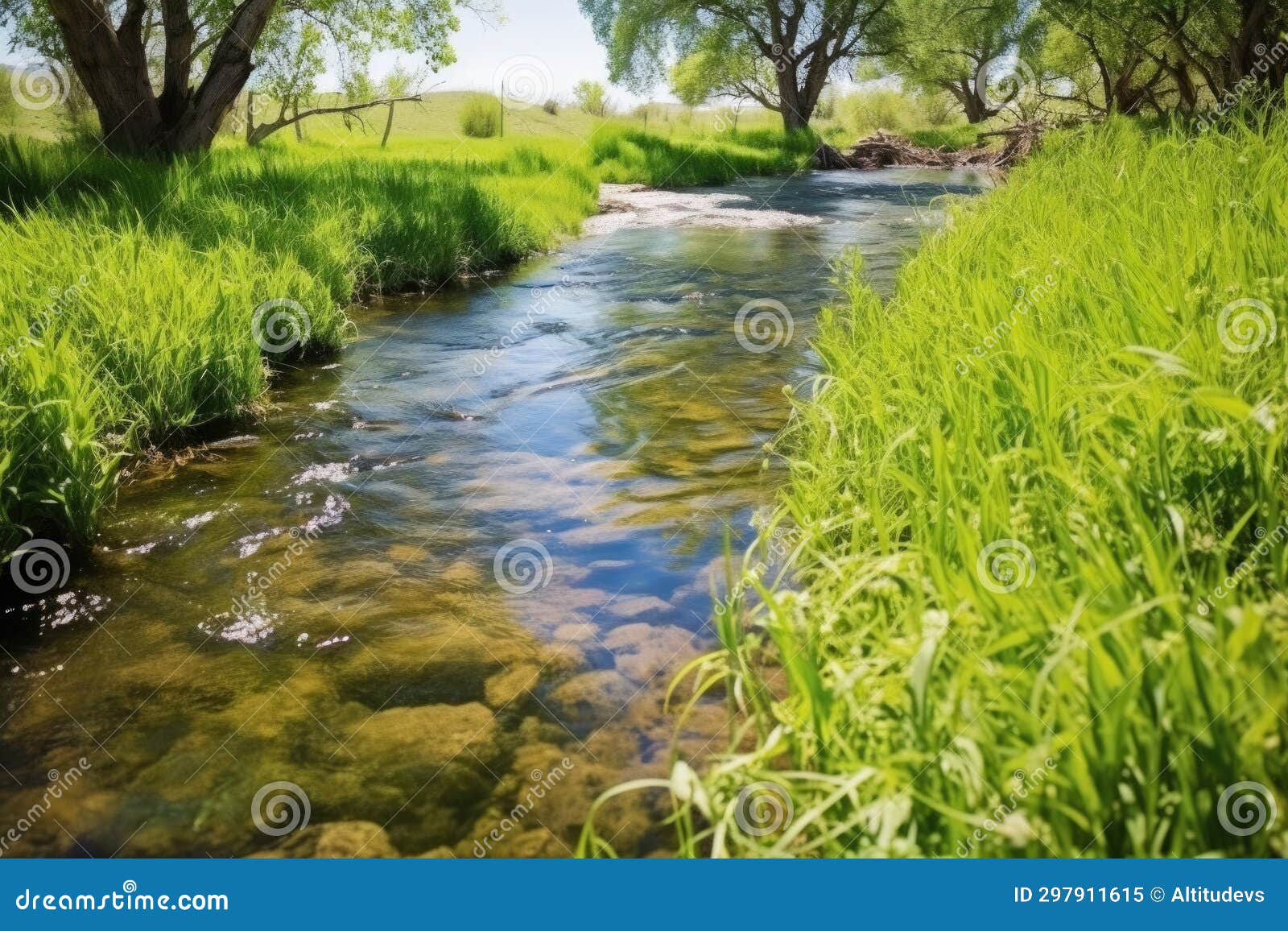 Crystal Clear Stream through Meadow Stock Image - Image of outdoor ...