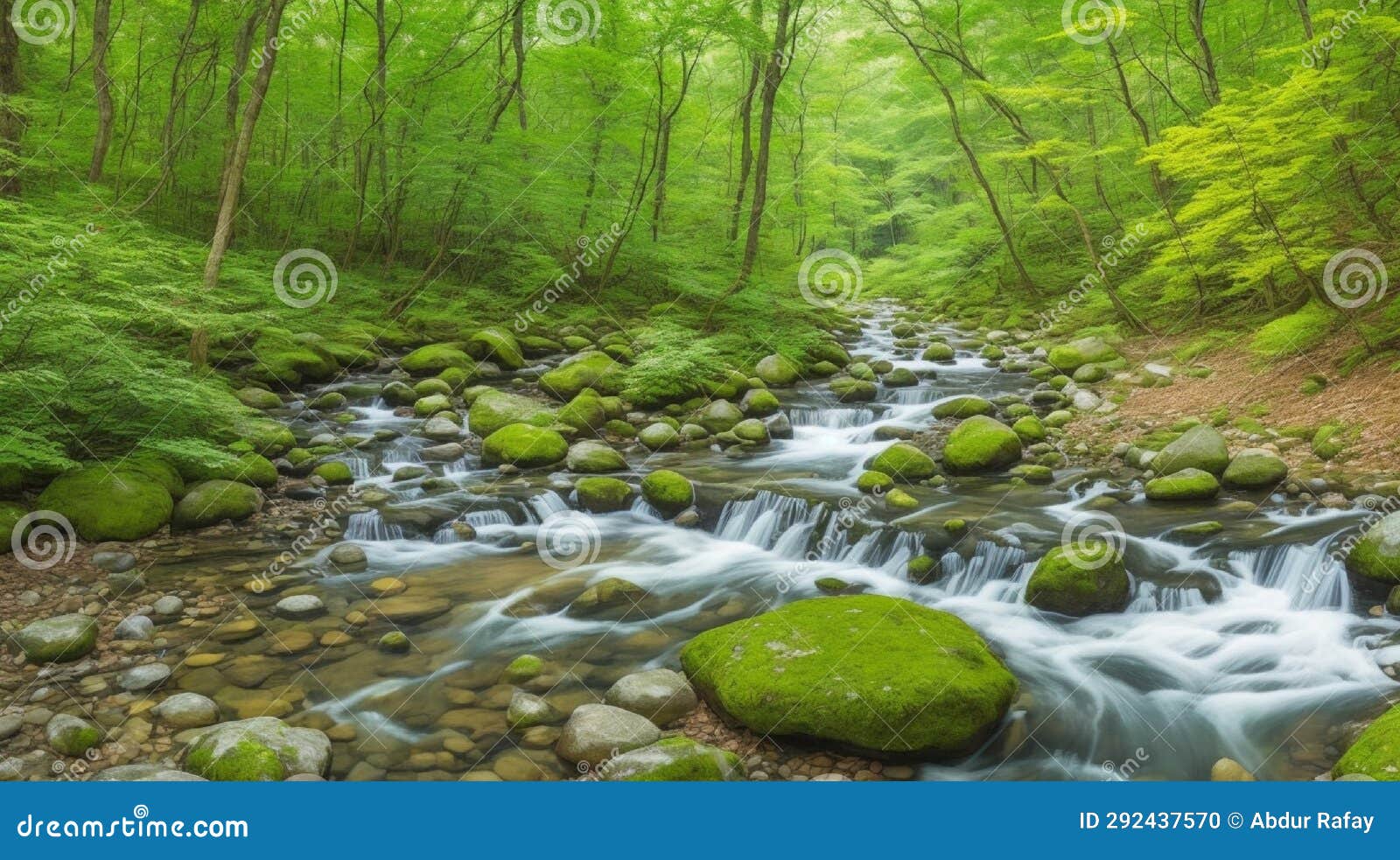 A Crystal-clear Stream Winding through a Peaceful Forest. Stock ...