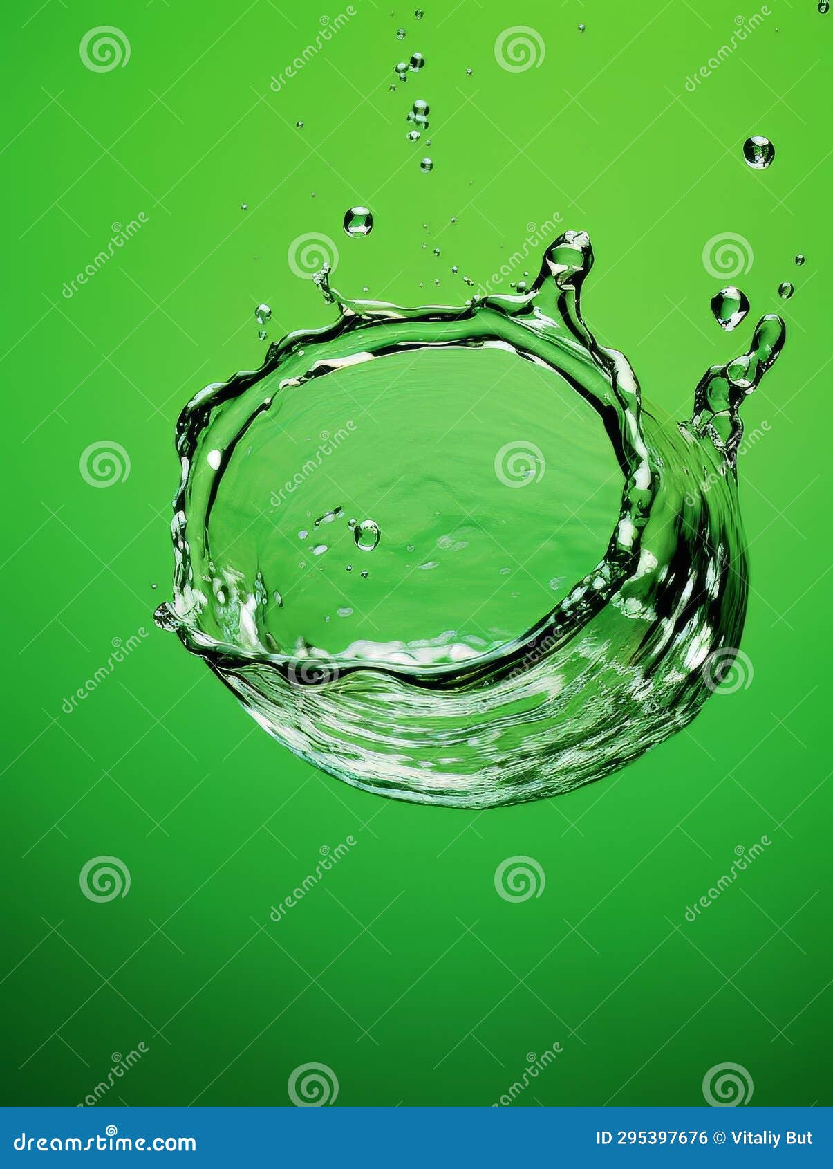 Crystal Clear Water Drip Splash Abstract Form on Green Background AI ...