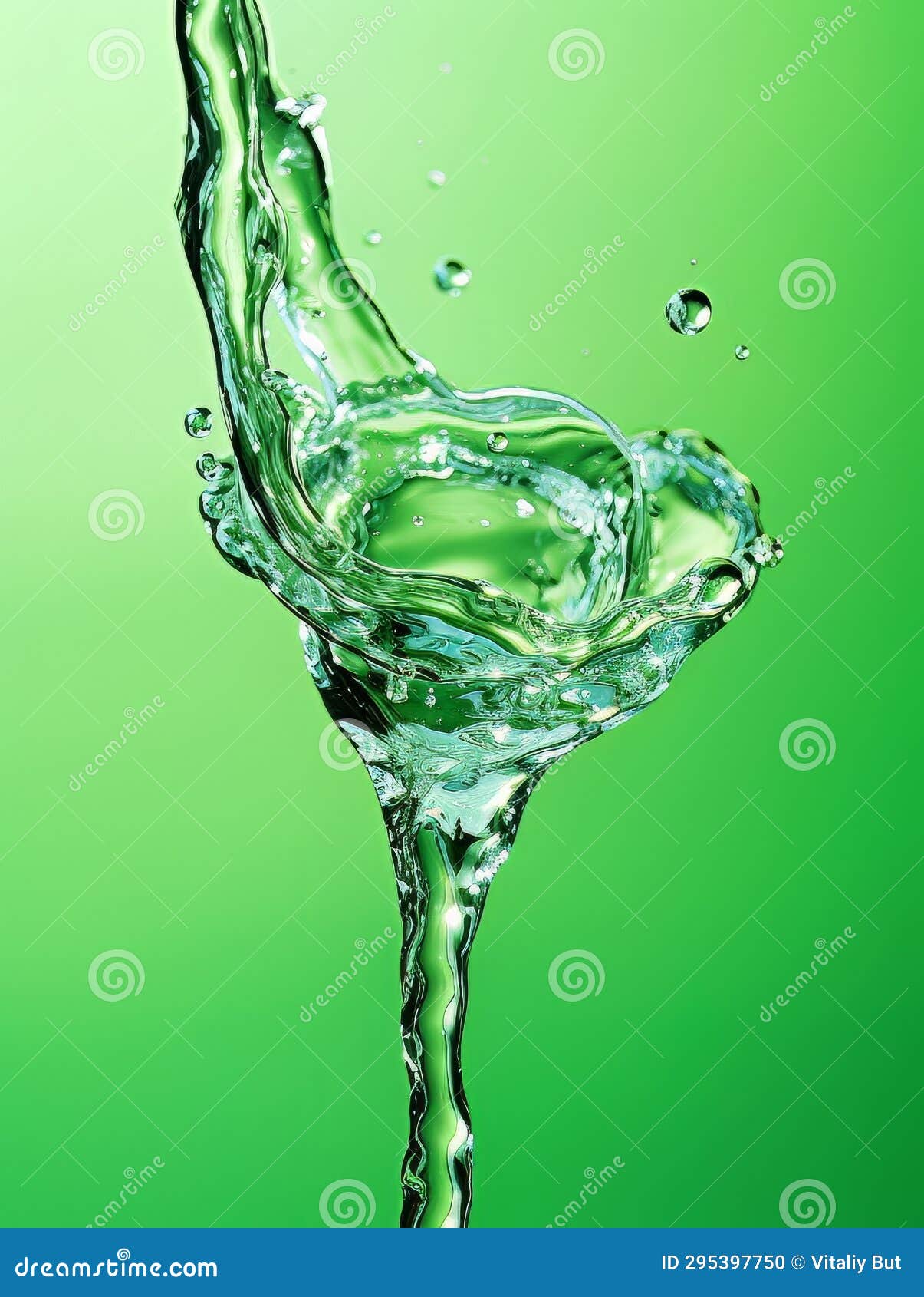 Crystal Clear Water Drip Splash Abstract Form on Green Background AI ...