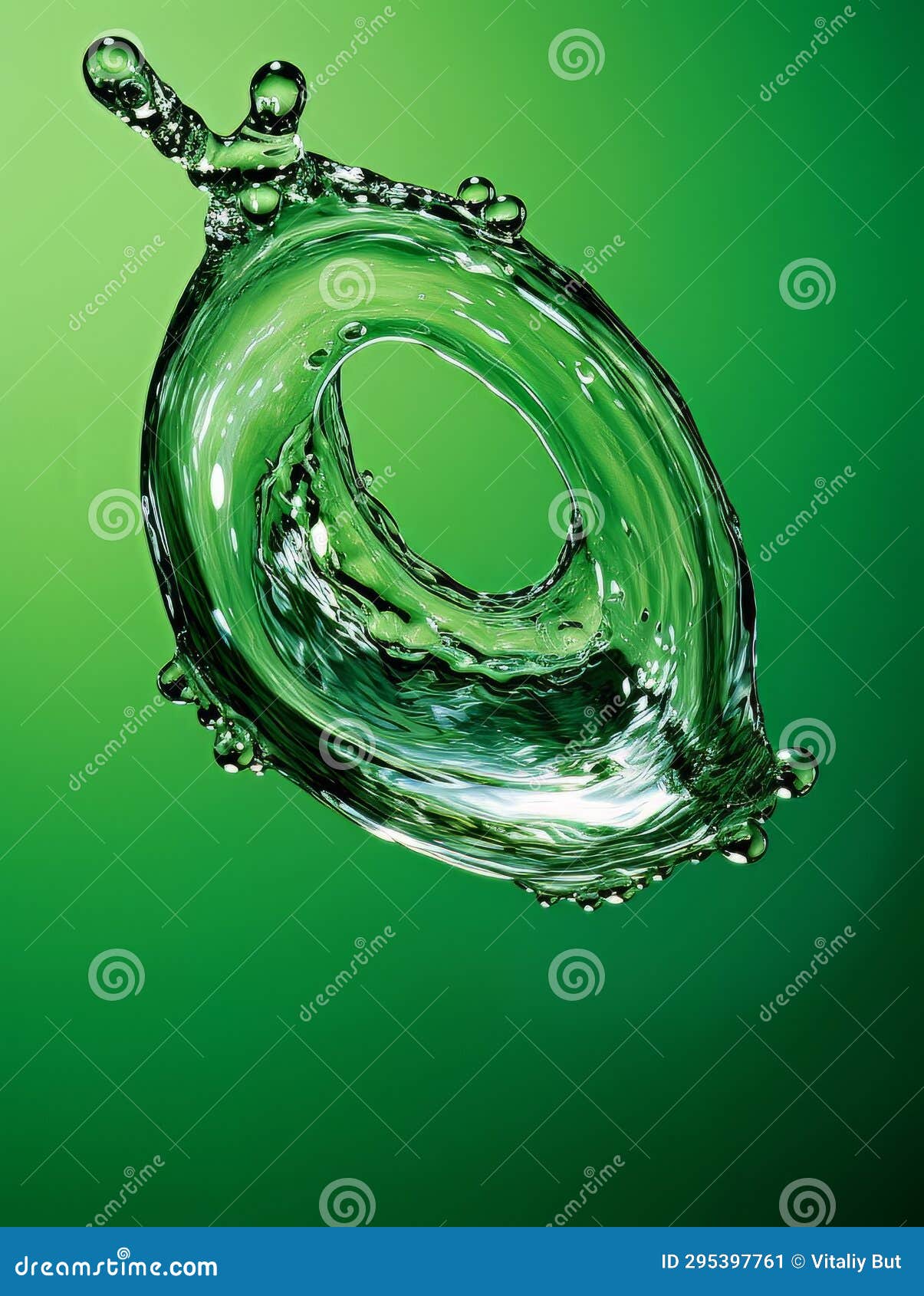Crystal Clear Water Drip Splash Abstract Form on Green Background AI ...