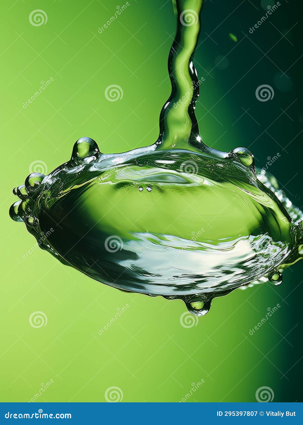 Crystal Clear Water Drip Splash Abstract Form on Green Background AI ...