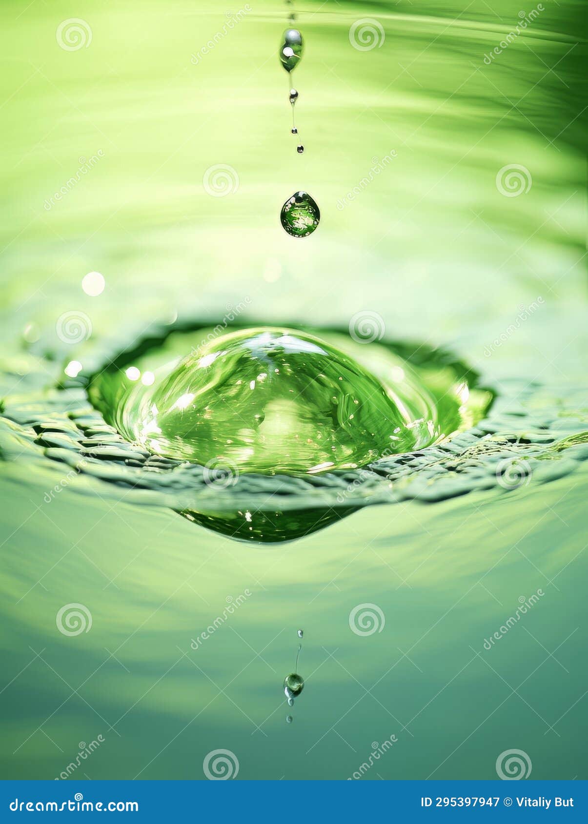 Crystal Clear Water Drip Splash Abstract Form on Green Background AI ...